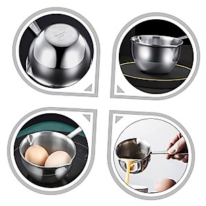 RORPOIR Stainless Steel Boiler Pot for Melting Butter Chocolate and Cheese Versatile Kitchen Oil Heating Bowl with Strainer and Frying Basket for Efficient Cooking and Oil Filtering