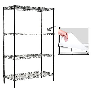 EZPEAKS 4-Shelf Shelving Unit with Shelf Liners Set of 4, Adjustable Rack Unit, Steel Wire Shelves, Shelving Units and Storage Rack for Office Kitchen and Garage (35.5W X 15.8D X 54H)