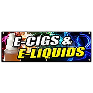 72" E-CIGS & E-Liquids Banner Sign Smoking Head Shop Cigarette Vape vaporize