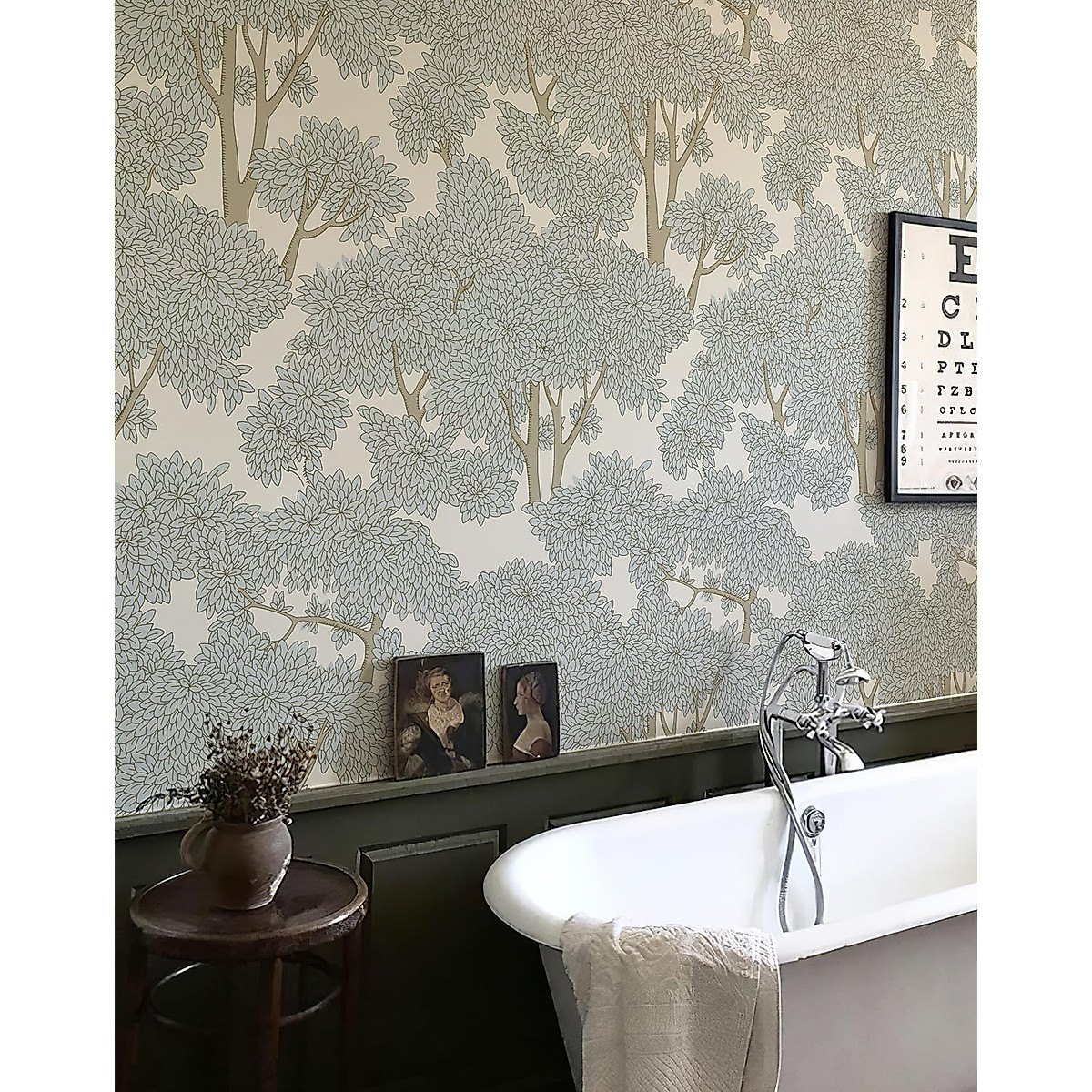 HomKihapai Tree Wallpaper Peel and Stick Wallpaper Forest Wallpaper Jungle Wallpaper Waterproof Wallpaper for Bathroom Mural Wallpaper Stick on Wallpaper (Light, 17.7in x 32.8ft)