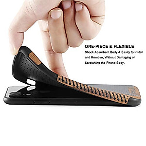 TENDLIN Compatible with iPhone XR Case Wood Grain with Carbon Fiber Texture Design Leather Hybrid Slim Case Compatible with iPhone XR (Carbon & Leather & Wood)