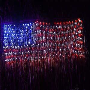 Twinkle Star American Flag Patriotic Lights (Super Larger & Safer), Outdoor Lighted USA Light String Waterproof Hanging Ornaments for Independence Day, July 4th, National Memorial Day