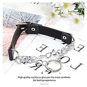 CLOACE Punk Gothic Choker Necklace Black Leather Chain Circle Necklaces Gothic Collar Chokers Rock O-Ring Wide Necklace Halloween Costume Jewelry Adjustable for Women