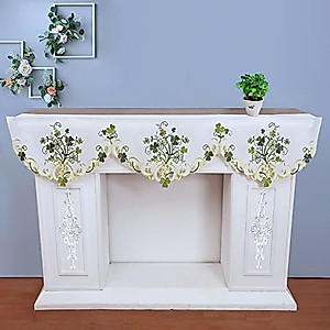 Simhomsen Embroidered Irish Clover St. Patrick’s Day Mantel Scarf Fireplace Top Runner for Spring Shamrock Decorations (70 × 17 inches)