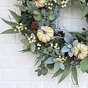 Fall Front Door Wreath Thanksgiving Winter, Halloween Wreaths Fall Door Pinecones Outdoor Grain Adorned Floral Garden Garland Twig Rusty Birch Leaves Berries Festival Wedding