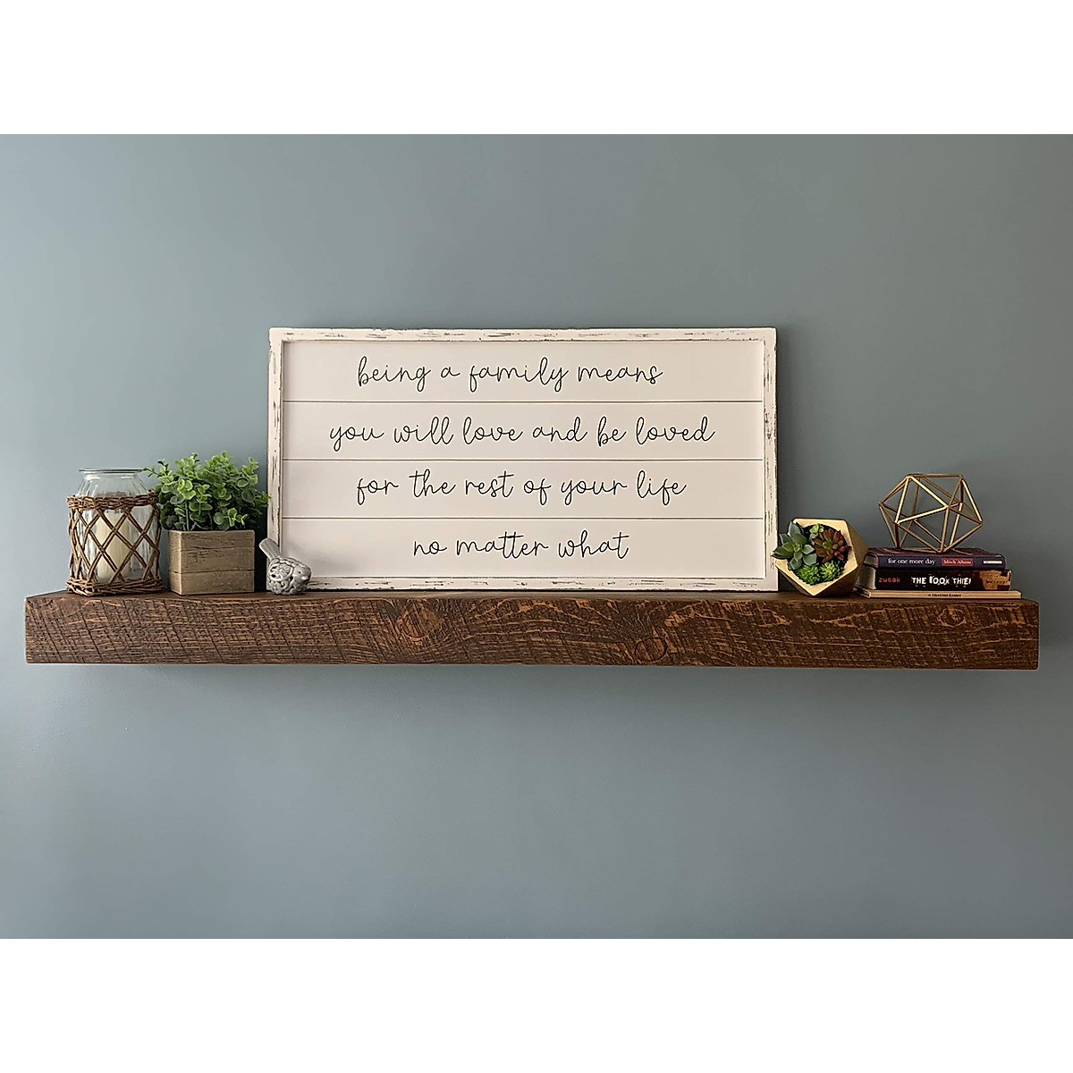 Joel's Antiques, Floating Shelf, Mountable, Rustic, Solid Wood, Pine, Medium Brown, Chunky, (3" x 7" x 36")