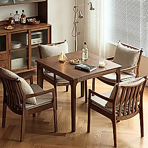 MU RONG Small Solid U.S.A Oak Walnut Color Square Dining Table, Space Saving Luxury Heavy Duty Oak Dinning Dable for 2-4 People in Kitchen Dinning Room (W) 31.5" X(D) 31.5" X(H) 29.5"
