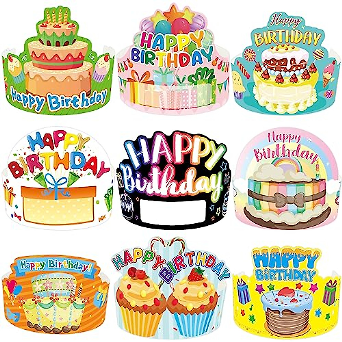 ceiba tree Birthday Crowns for Kids Classroom 36Pcs School Family Colorful Happy Birthday Hats VBS Party Supplies