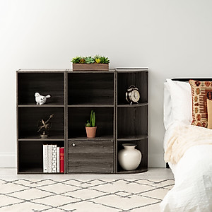 IRIS USA Bookshelf for Small Spaces 3-Tier Corner Curved Shelf Organizer, Grey