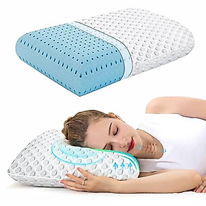 MUUEGM Gel Memory Foam Pillows, Cooling Pillow for Pain Relief Sleeping,Neck Pillows for Sleeping, Washable and Breathable Bed Pillow, Body Pillows for Adults (White)