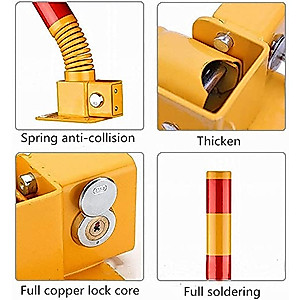 Folding Car Parking Space Lock,with Spring Parking Barrier Post Fold Down Post Barrier Steel Security Posts with Padlock(Yellow 600x70mm)