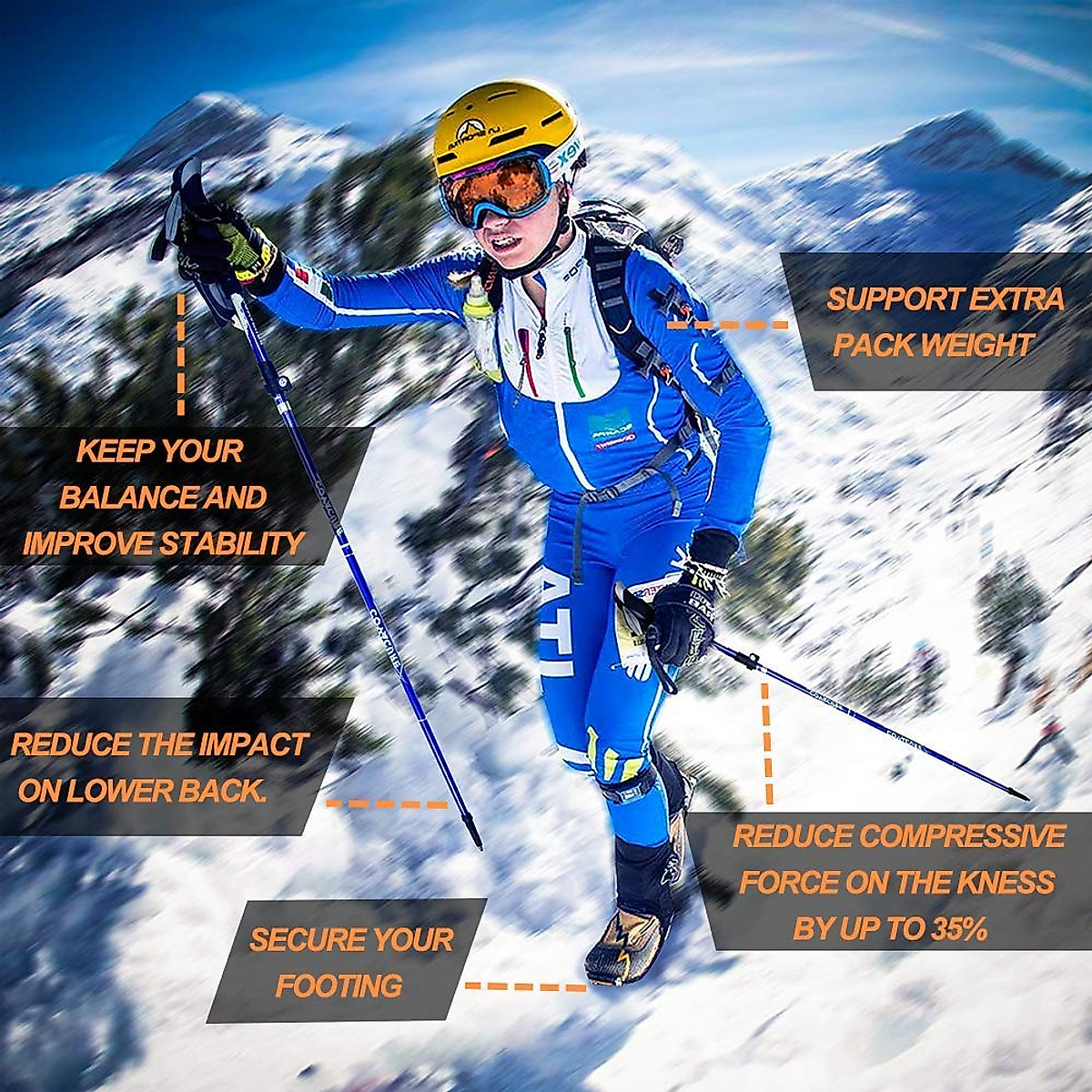 Covacure Trekking Poles Collapsible Hiking Poles - Aluminum Alloy 7075 Trekking Sticks with Quick Lock System, Telescopic, Collapsible, Ultralight for Hiking, Camping