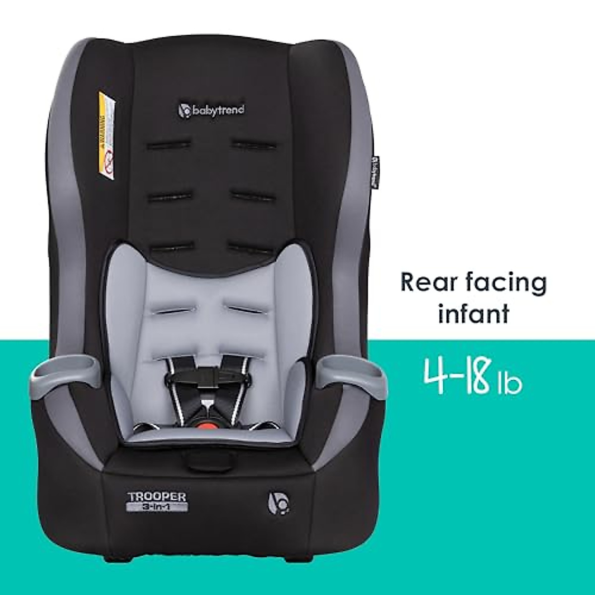 Baby Trend Trooper 3-in-1 Convertible Car Seat, Dash Black