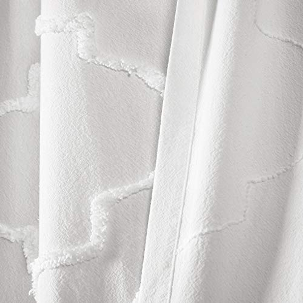 Lush Decor White Avon Chenille Trellis Window Curtain Panel Pair (95" x 40"), (95 in x 40