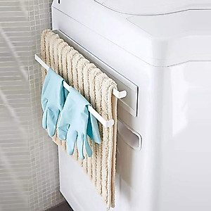 Magnetic Towel Holder,Space Saving Wall Mounted Towel Rack No-Drilling Double Bath Towel Bar for Bathroom Kitchen(White)
