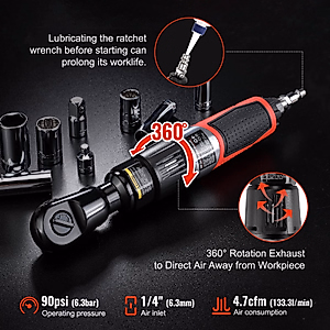 WORKPRO 1/2" Drive Air Impact Wrench 3/8" Air Ratchet Wrench