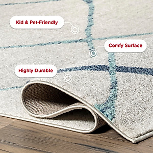 nuLOOM 8x10 Thigpen Contemporary Area Rug, Dark Orange, Abstract Lines, Non-Slip Backing, Stain Resistant, For Bedroom, Dining Room, Living Room, Hallway, Office, Kitchen, Entryway