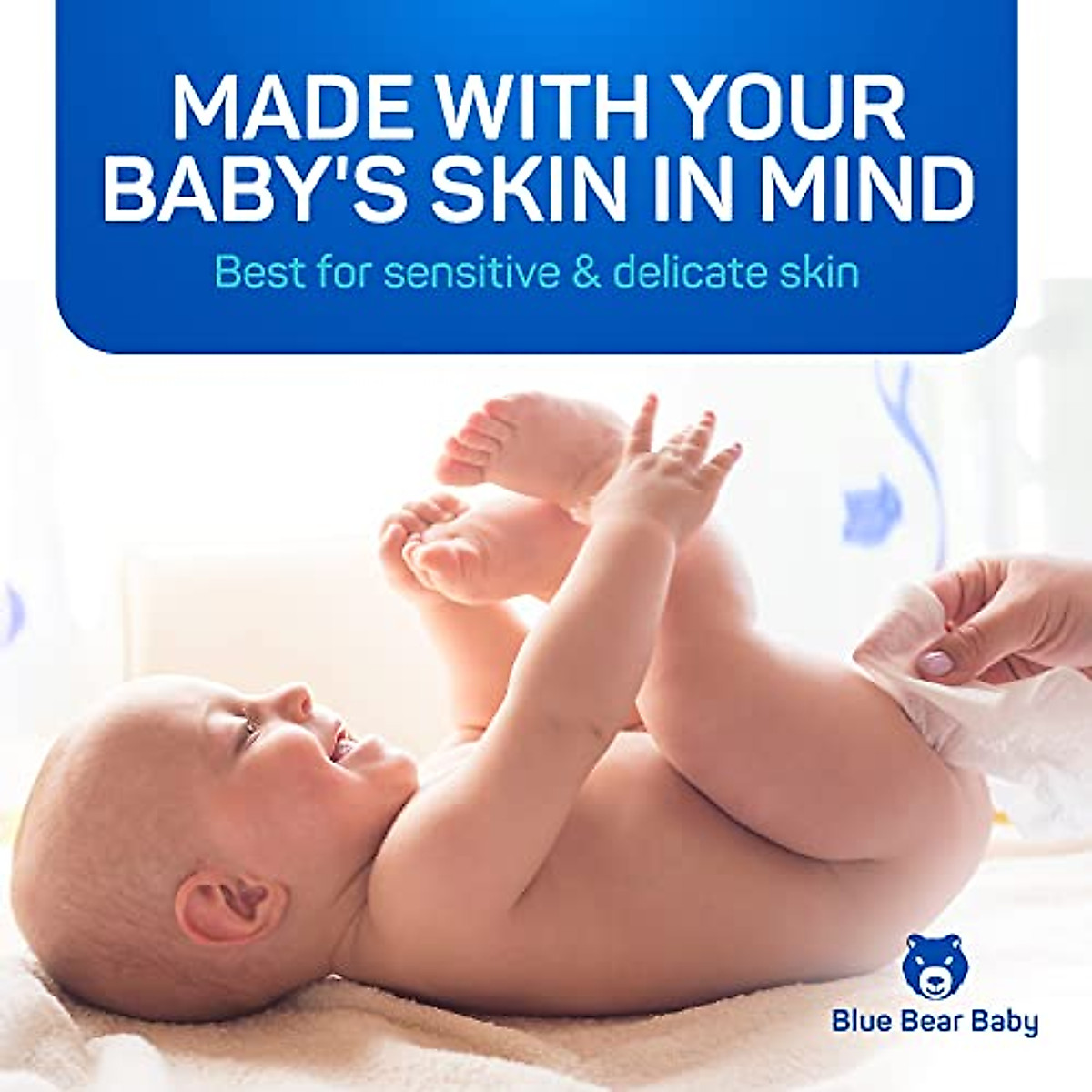 Blue Bear Protection Baby Wipes Sensitive Formula, Ultra Gentle & Hypoallergenic Wet Wipes Baby, Baby Wipes Bulk, Travel Baby Wipes, Baby Face Wipes 2304 Count (Pack of 32)