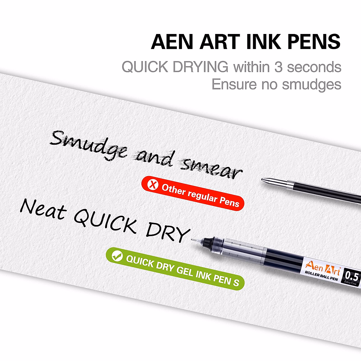 Rollerball Pens, 30 Pack Fine Point Rollering Ball Pen, 0.5mm Fine Tip Liquid Ink Pens, Quick-Drying Pen for Writing, Notetaking and Drawing