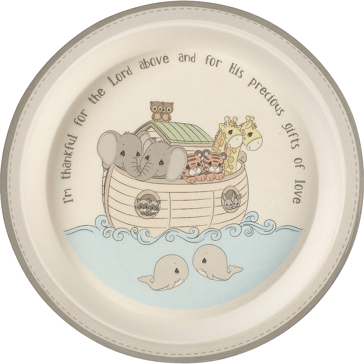 Precious Moments Noah's Ark Bamboo Toddler Mealtime Feeding and Dinnerware Set of 5, 182433