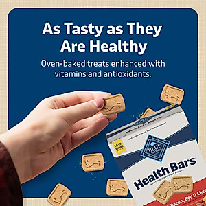 Blue Buffalo Health Bars Crunchy Dog Biscuits, Oven-Baked With Natural Ingredients, Bacon, Egg & Cheese, 3-lb Box