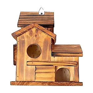 COLEBA Bird Houses for Outside,Outdoor 5 Hole Bird House Room for 5 Bird Families Bluebird Finch Cardinals Hanging Birdhouse for Garden (Brown - Set of 1)