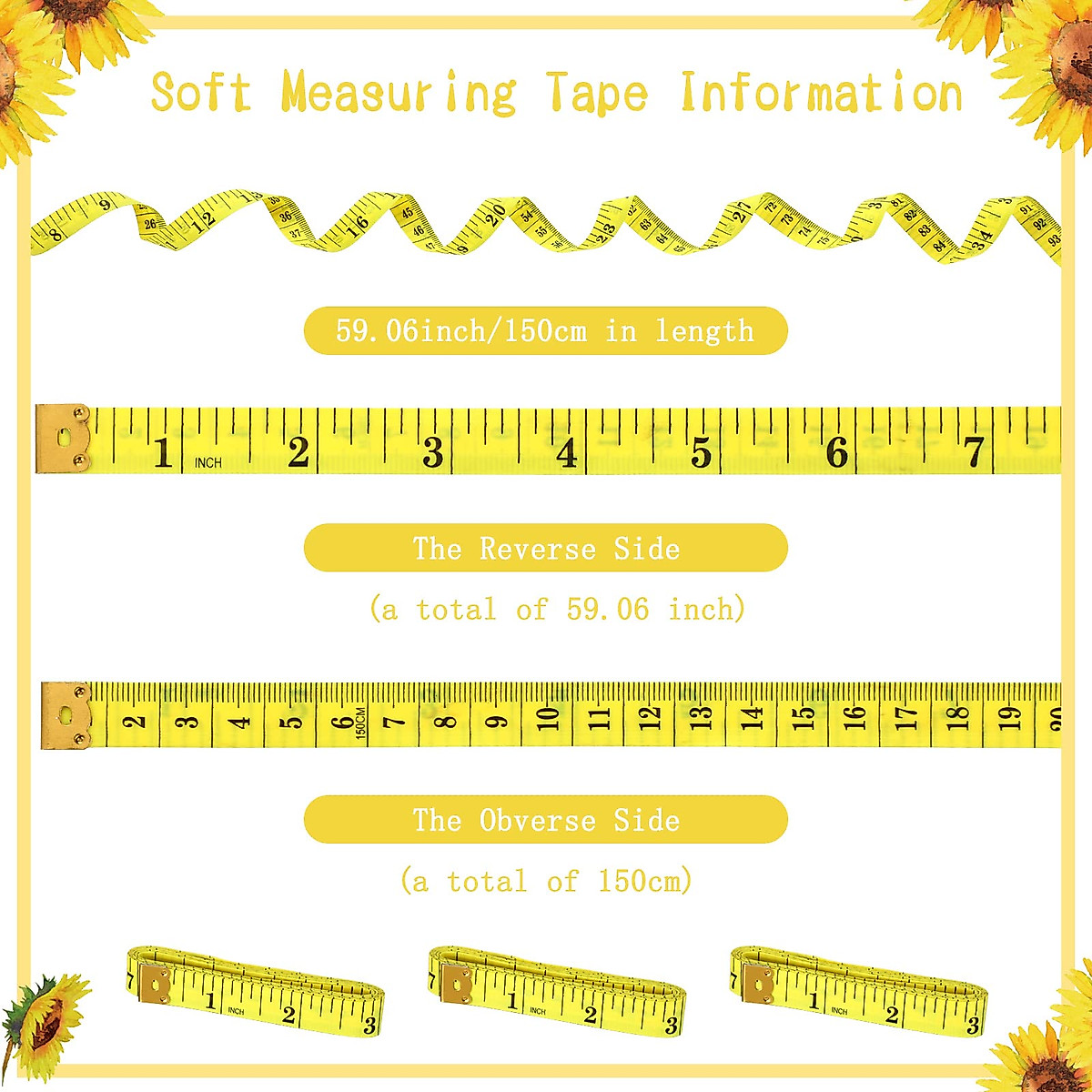 Sabary 64 Pcs Guess Baby Shower Games Include How Big Is Mommy's Belly Sign Measure Baby Bump Game and 50 Guessing Cards with 10 Pencils 3 Measuring Tapes for Baby Shower Party(Sunflower)
