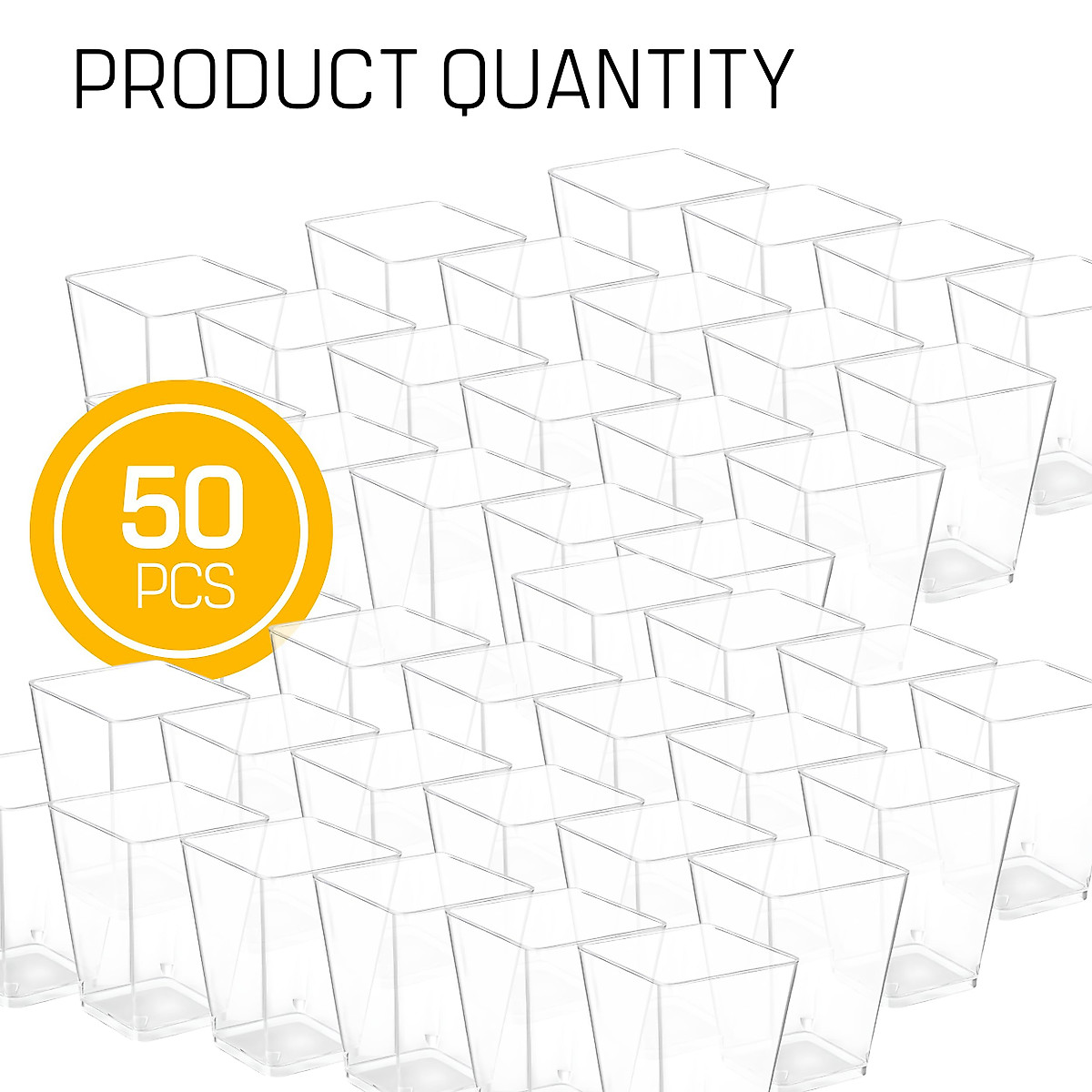 Killer's Instinct Outdoors 50 Plastic Party Cups for Dessert 5.4 oz Serve Tiramisu Parfait Dip Sundaes Single Serve Desserts and More Clear Plastic Tumbler Glasses Mini Appetizer Dish or Square Bowl