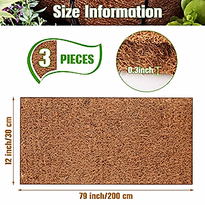 3 Pieces Coconut Plant Liner Roll Natural Coconut Liner Roll Coconut Coir Liner Sheets Reusable Coconut Fiber Mat Replacement Basket for Planter Window Box Flower Basket Garden Decor (12 x 79 Inch)