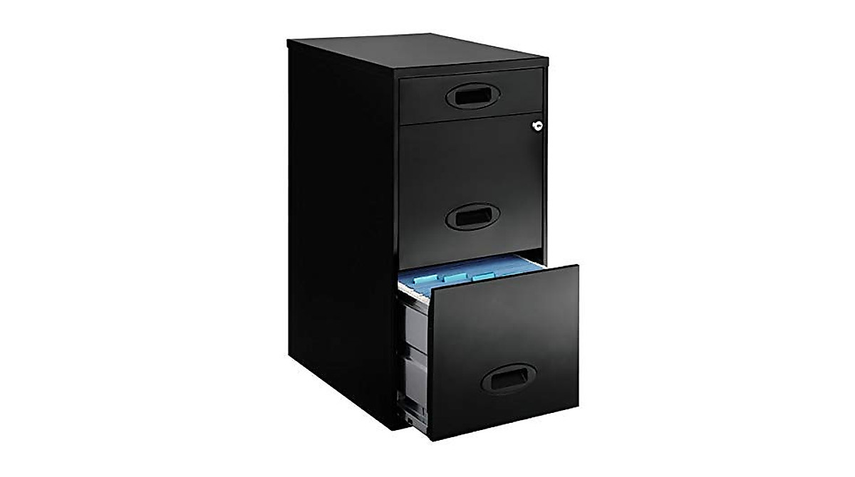 Realspace SOHO 3-Drawer Black File Cabinet - Secure Storage