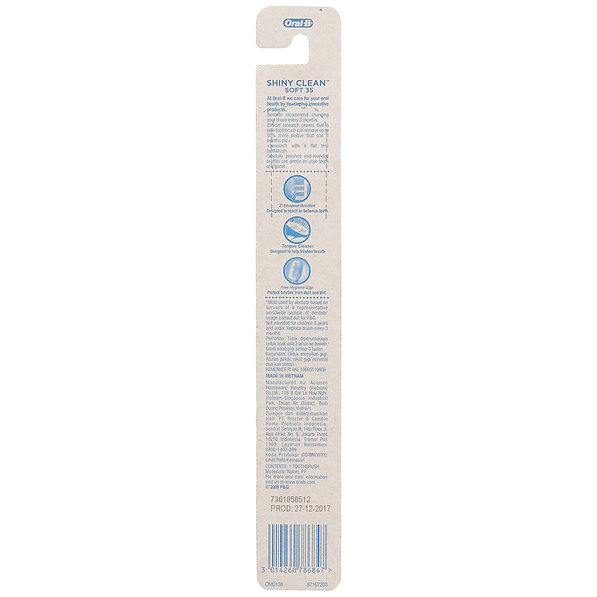 Oral-B Toothbrush Shiny Clean Soft (Pack of 12) Display, Multi