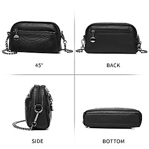 Wesccimo Small Crossbody Clutch Purses For Women Black Wristlet Handbag Trendy Chain Leather Snakeskin Print Evening Purse