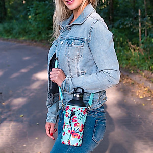 Made Easy Kit Neoprene Water Bottle Carrier Holder with Adjustable Shoulder Strap for Insulating & Carrying Water Container Canteen Flask Available in 5 Sizes (Teal, L (32oz / 1.5L))