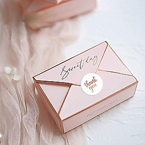 Yipmai Thank You Stickers Roll, 500PCs Round Thank You Stickers for Business with Rose Gold Letters, Decorative Sealing Labels for Greeting Cards, Flower Bouquets, Weddings, Parties (White-Rose Gold)