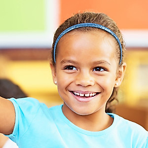 12 Colors Sparkle Plastic Headbands For Girls,Glitter 2 cm Thin Head Bands No Slip Fashion Girls Hard Toddler Hairbands