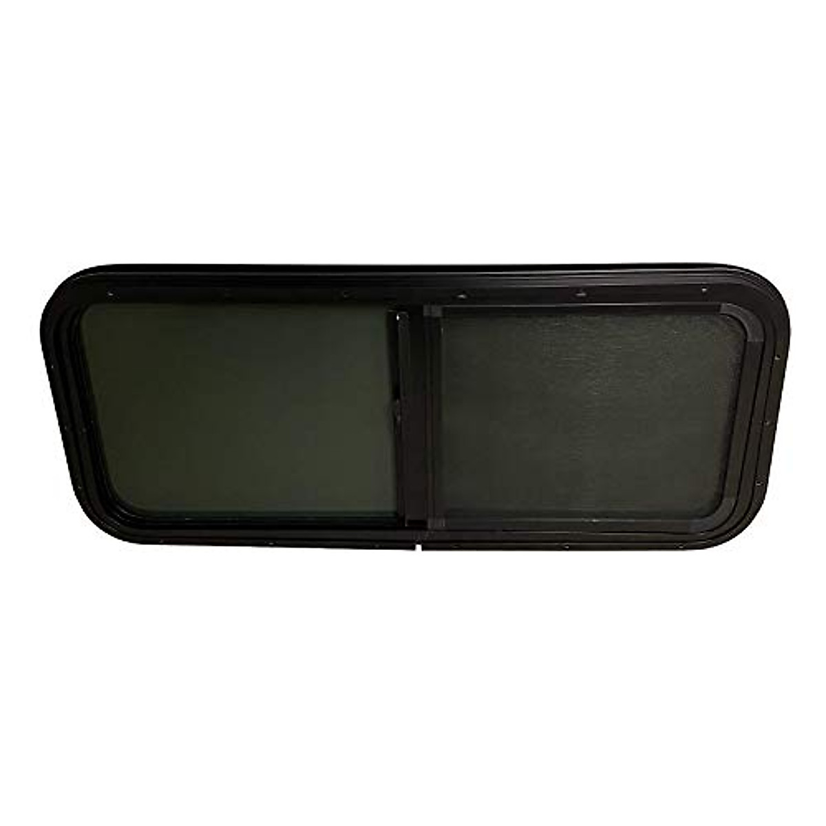 37.5" Width x 16.5" Height RV Window, Tiny House Horizontal Slider W/Screen & Interior Camper Window Clamp Ring for 1-1/2" Wall Thickness Included, Teardrop Replacement Trailer Window