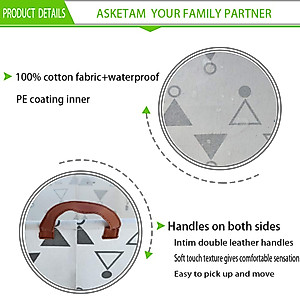 ASKETAM Square Canvas Collapsible Fabric Baby Toy Box Storage Bin Bedroom Decor Closet Kids Laundry Baskets Toy Organizer,Shelf Basket Nursery Storage,Gift Baskets (Grey Circle Triangle)