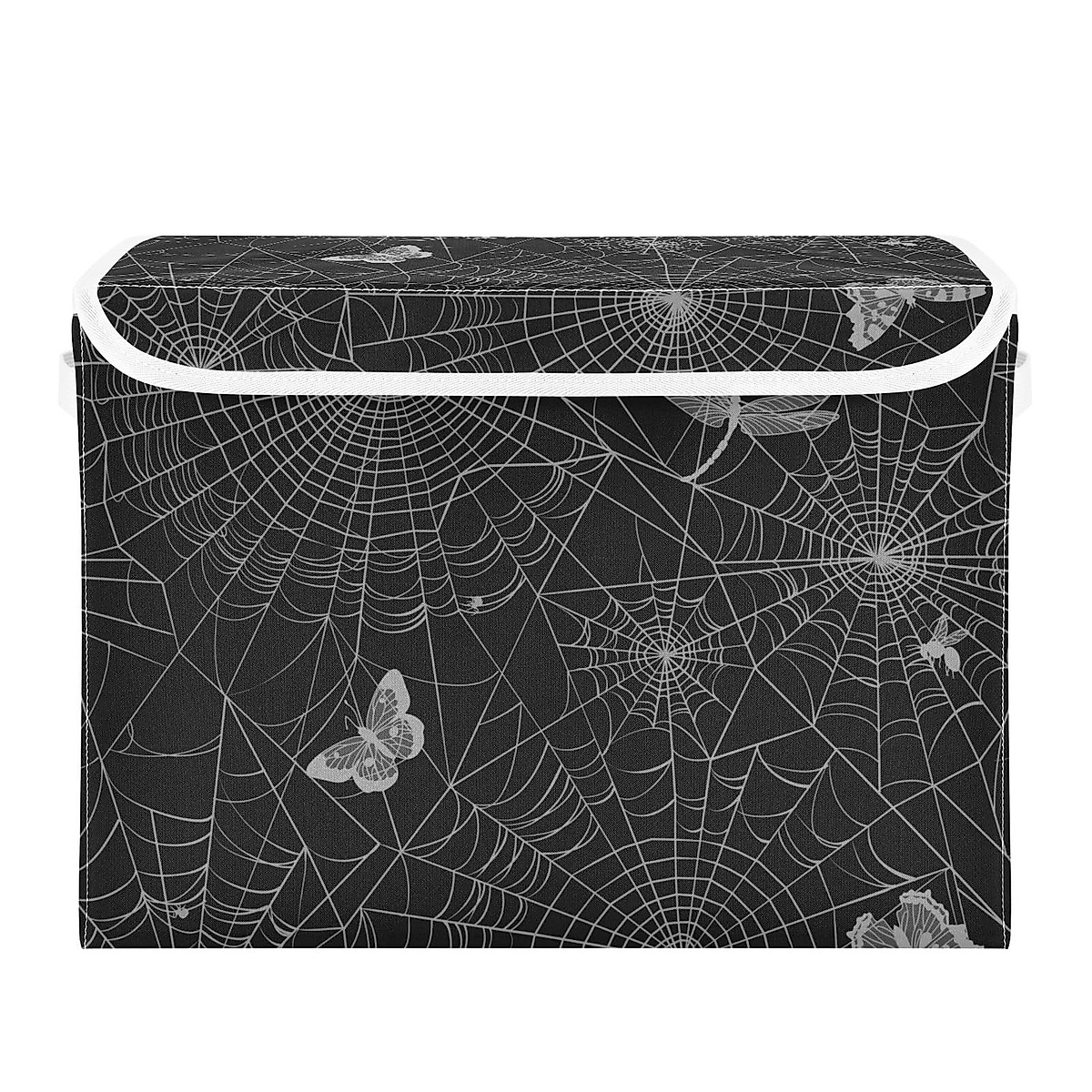 senya Halloween Storage Baskets Collapsible Storage Bins with Lids, Spiderweb Butterfly Dragonfly Storage Boxes Clothes Baskets for Organizing
