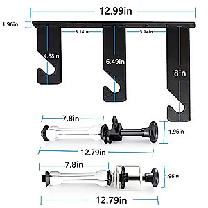 Photography Backdrop Wall Mount 3 Roller Support System, Manual Photo Background Ceiling Holder, Including 2 Tri-fold Hooks, 6 Expand Bars, 3 Chains, for Home Studio Live Stream Game Video