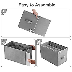 Coorganisers 2 PCS Sweater Wardrobe Clothes Organizer,Washable Clothes Organizer for Folded Clothes with PP Board Handle,7 Grids Closet Organizers and Storage Box for Jeans,Pants,Sweater,Jacket,Shirt