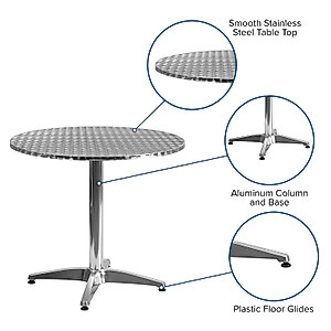 Flash Furniture Mellie 31.5'' Round Aluminum Indoor-Outdoor Table with Base