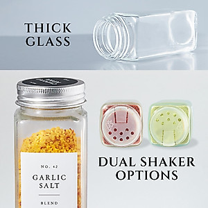 FINESSY Empty Glass Spice Jars with Label 24 Pack, 4 oz Glass Spice Jars with Shaker Lids, Spice Bottles Empty Glass with Labels, Glass Spice Containers with Labels and Lids, Seasoning Containers