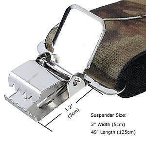 Mens Utility Suspenders X Shape - Wide 2" Solid Straight Clip Suspender (Camo Pattern)