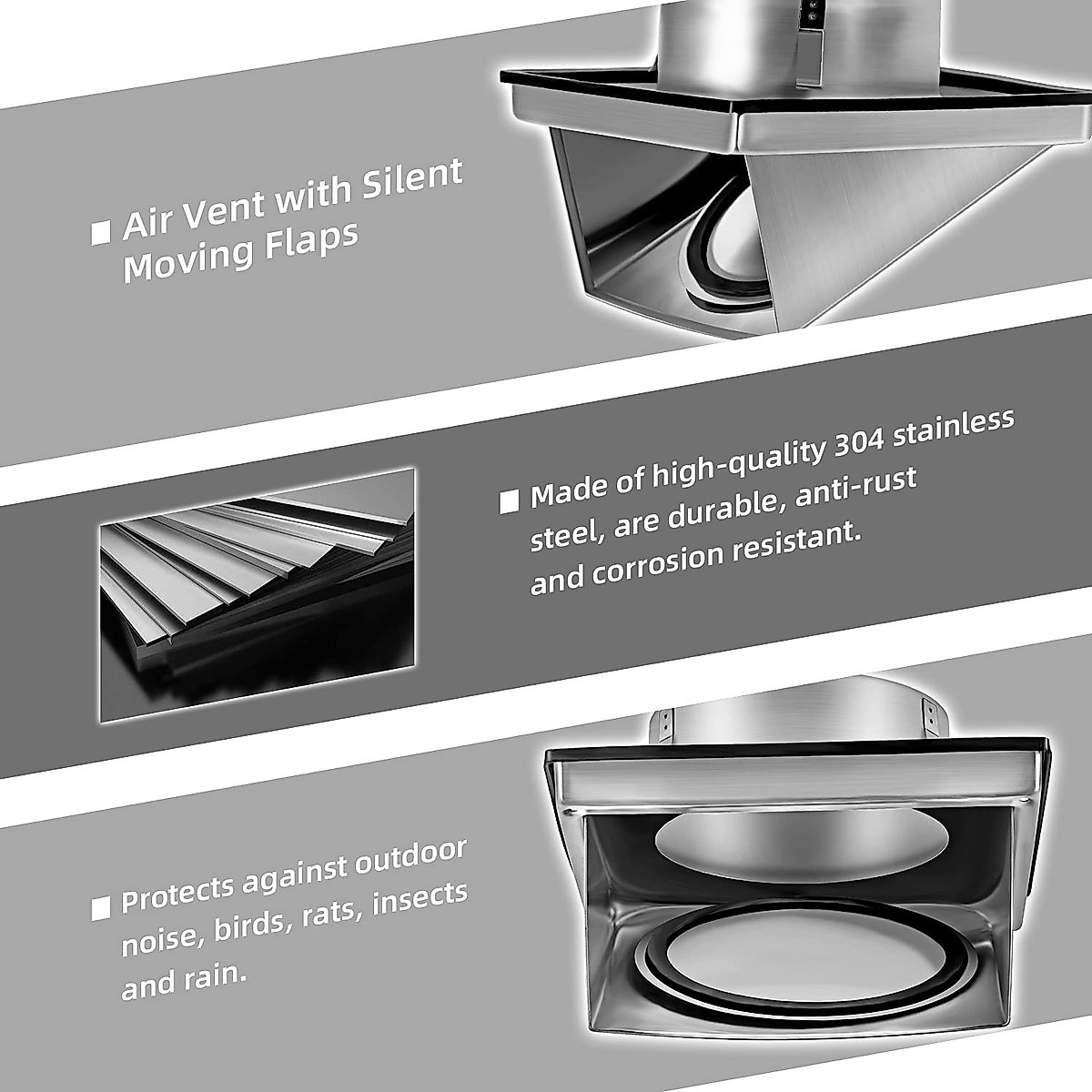 FRESH SPEED 6-Inch External Extractor Wall Vent Cushioned Non Return Flap