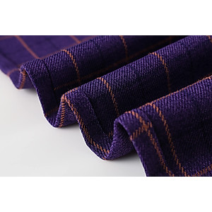 Toddler Gentleman Baby Boy's Long Sleeve White Shirt with Fake Dark Purple Plaid Vest + Pants with Bowtie Outfit Suits 3-4 Years