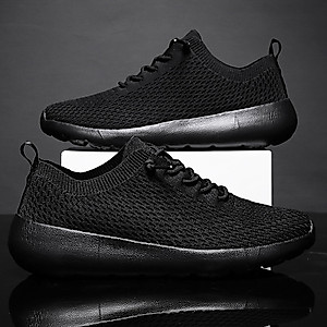 IWIHMIV Womens Lightweight Walking Shoes Casual Running Shoes for Women Breathable Comfortable Non Slip Tennis Shoes (Black, 8)