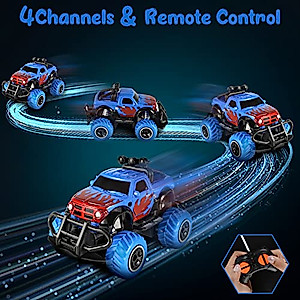 Kizeefun Remote Control Car for Toddlers, Mini RC Car for Kids, Boys and Girls with 1: 43 Scale, 4 Channels, Toy for Toddlers and Kids 3, 4, 5,6, 7, 8 Year Old (4 AA Batteries Included)