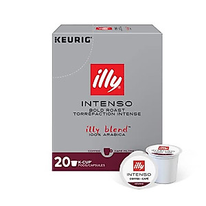Illy Intense & Robust, Intenso Dark Roast Coffee K-Cups, Made With 100% Arabica Coffee, All-Natural, No Preservatives, Coffee Pods for Keurig Coffee Machines, 20 K Cup Pods (Pack of 1)
