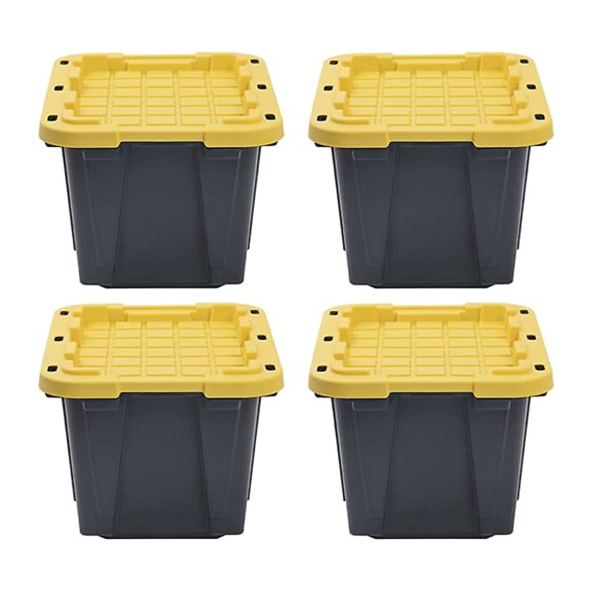 CX Original BLACK & YELLOW 12-Gallon Storage Containers with Lids, Stackable (4 Pack)