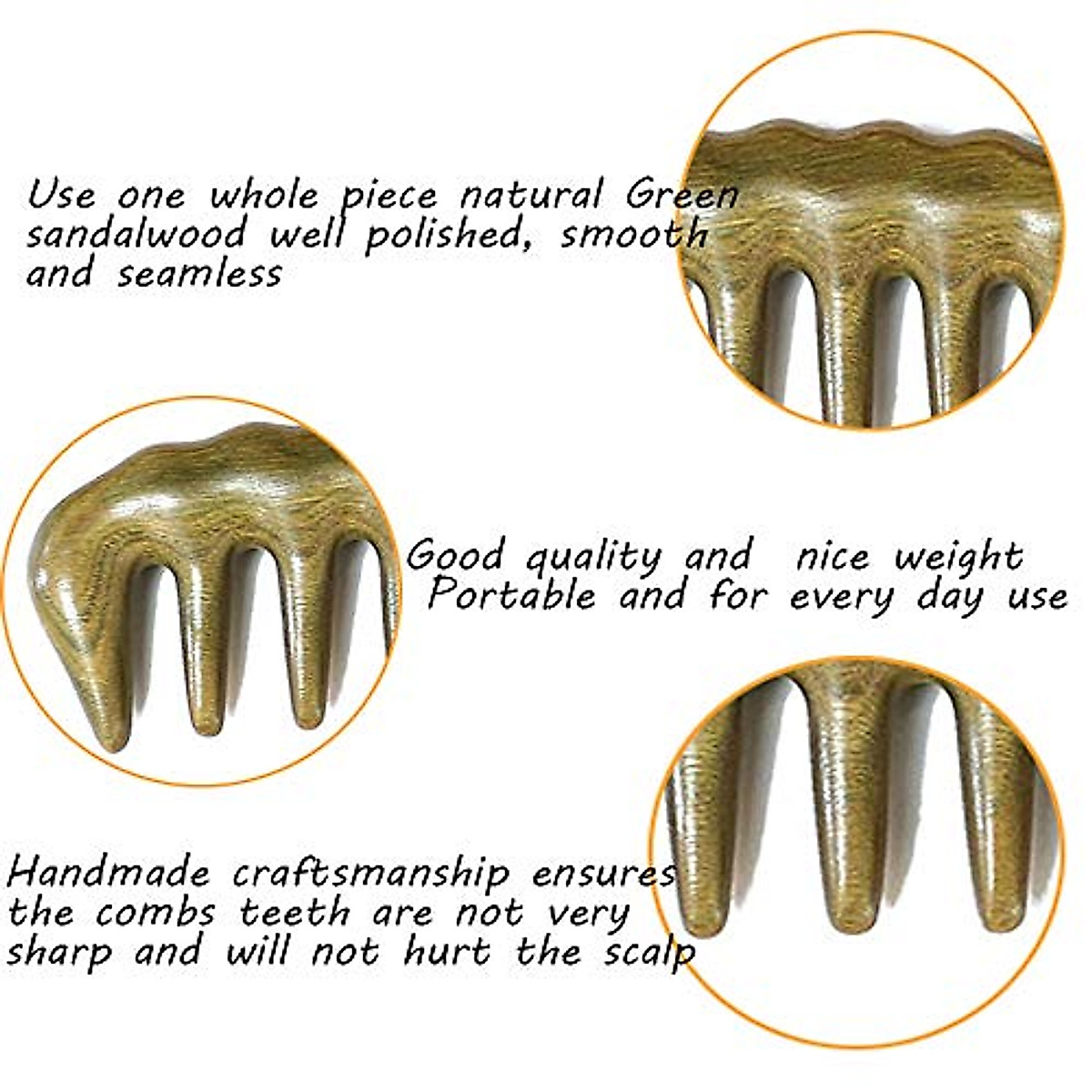 Sitronugras Wood Large Wide Tooth Hair Comb For Thick Curly Hair Head Scalp Massage No Static Green Sandalwood Hair Pick Wooden Comb for Men and Women with free storage pouch